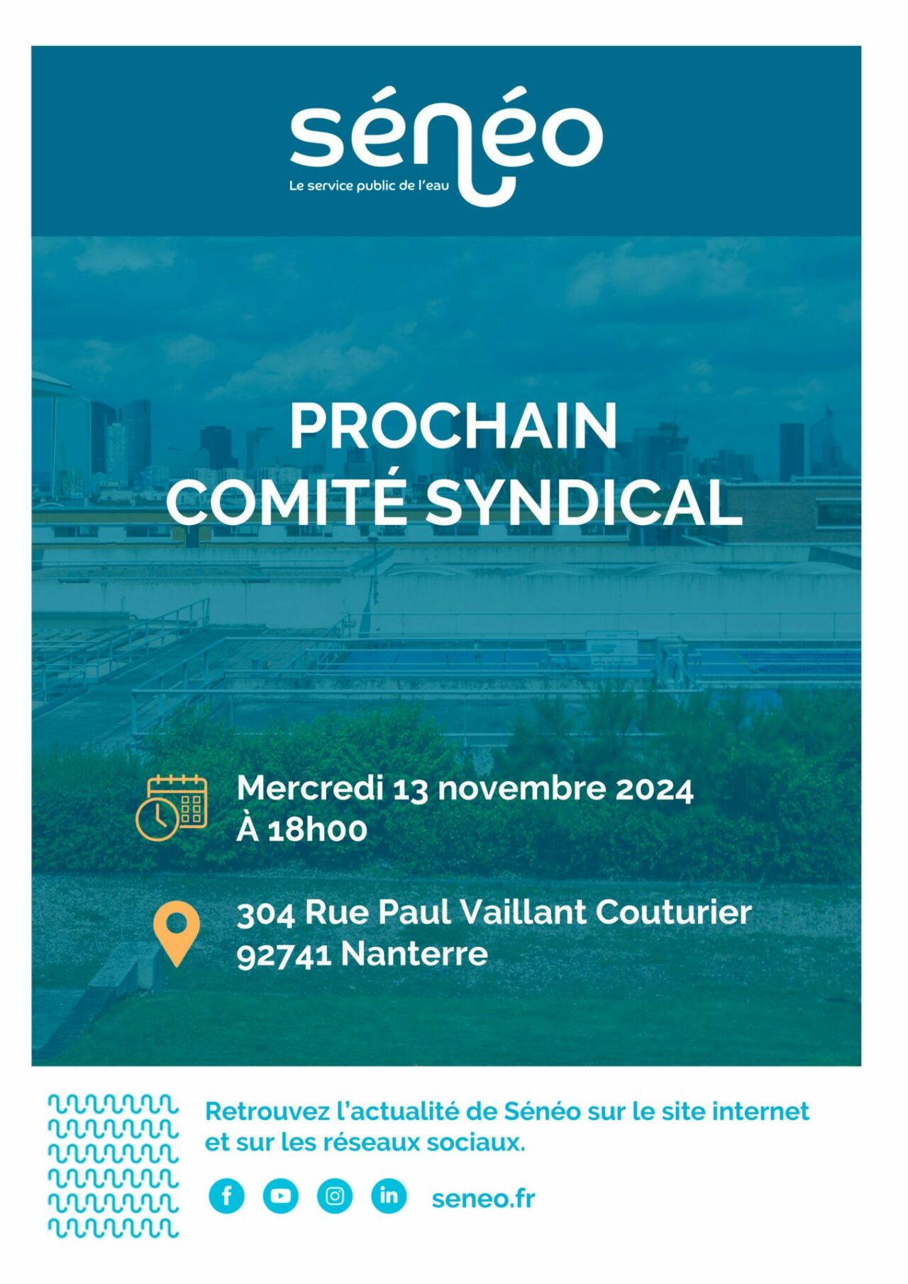 Ordre du jour du comité syndical du 13 novembre 2024 - Sénéo